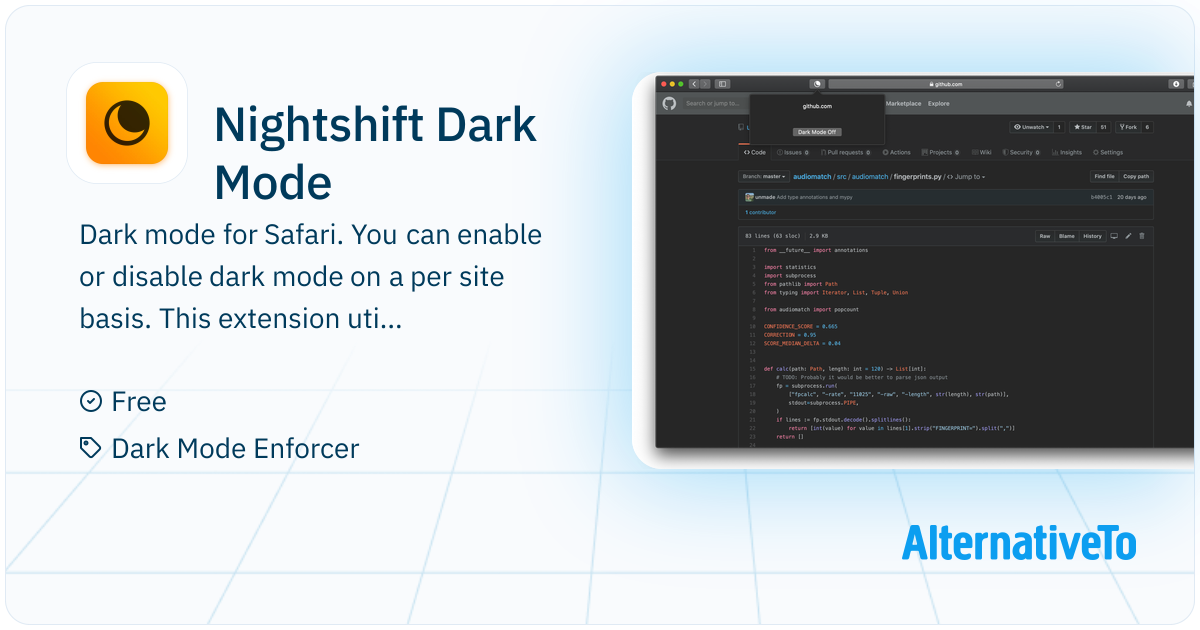 Nightshift Dark Mode: Dark mode for Safari | AlternativeTo
