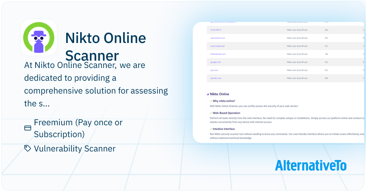 Nikto Online Scanner: Online Nikto web server scanner | AlternativeTo