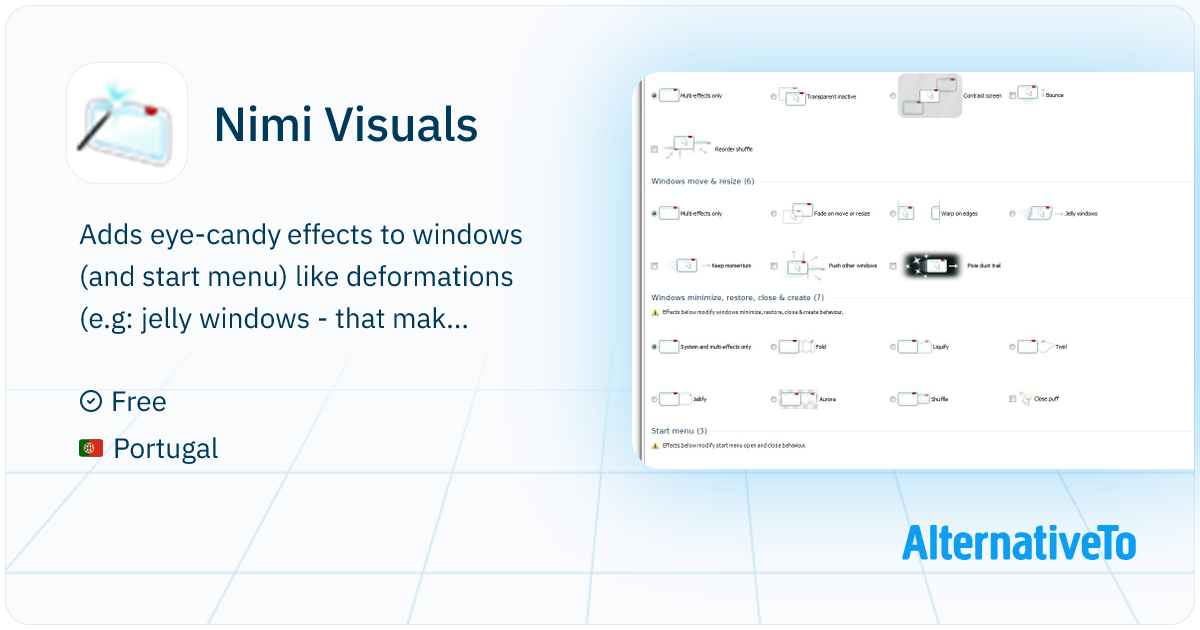 Nimi Visuals: Adds eye-candy effects to windows (and start | AlternativeTo