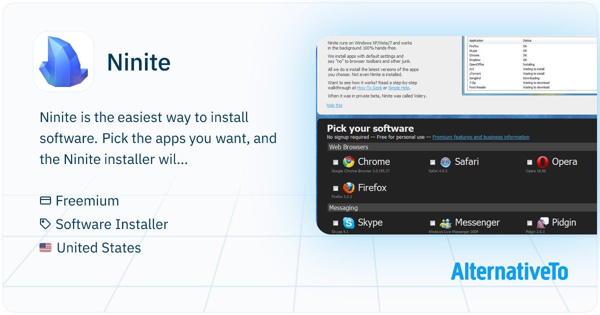 Ninite: The easiest way to install software | AlternativeTo
