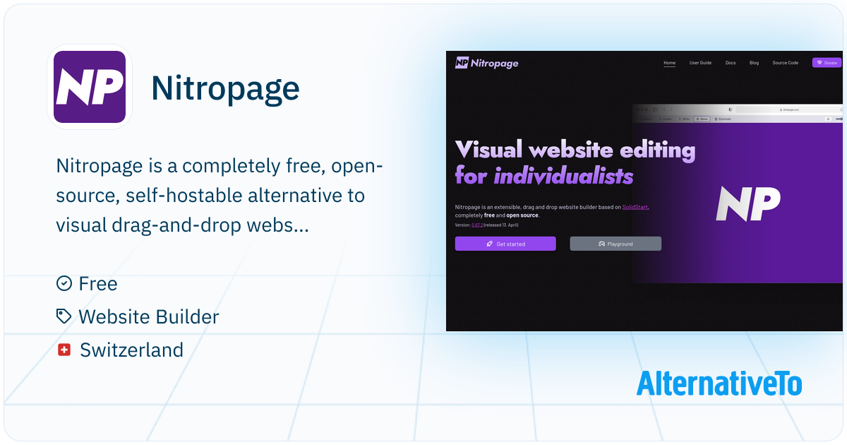 Nitropage: A free visual website editor, powered with your own SolidJS ...