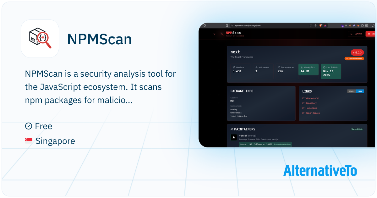 NPMScan: Security scanner for npm packages that detects malware, crypto ...