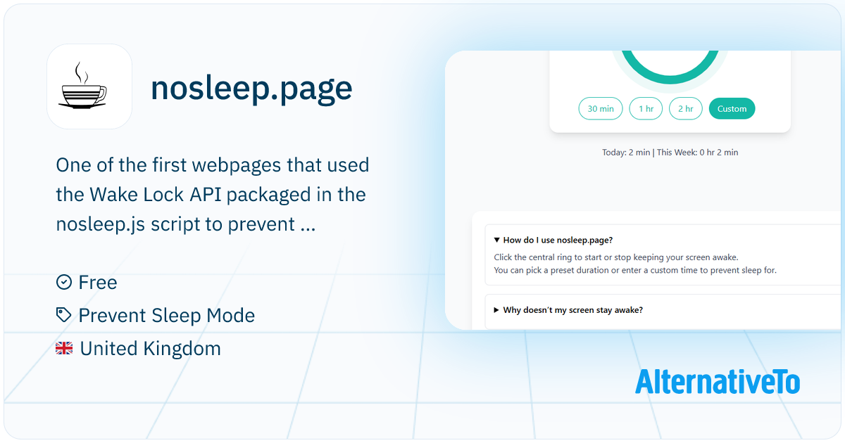 nosleep.page: Website that uses the browser's Screen Wake Lock API to ...
