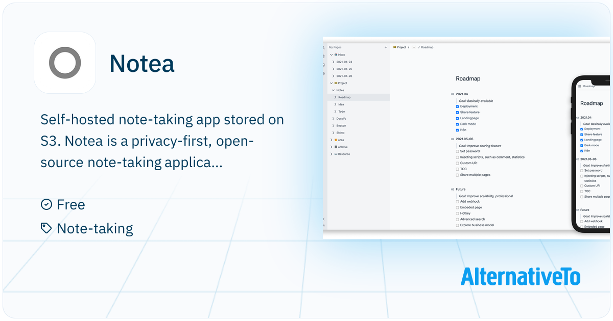 Notea: Privacy-first, open-source note-taking application. | AlternativeTo