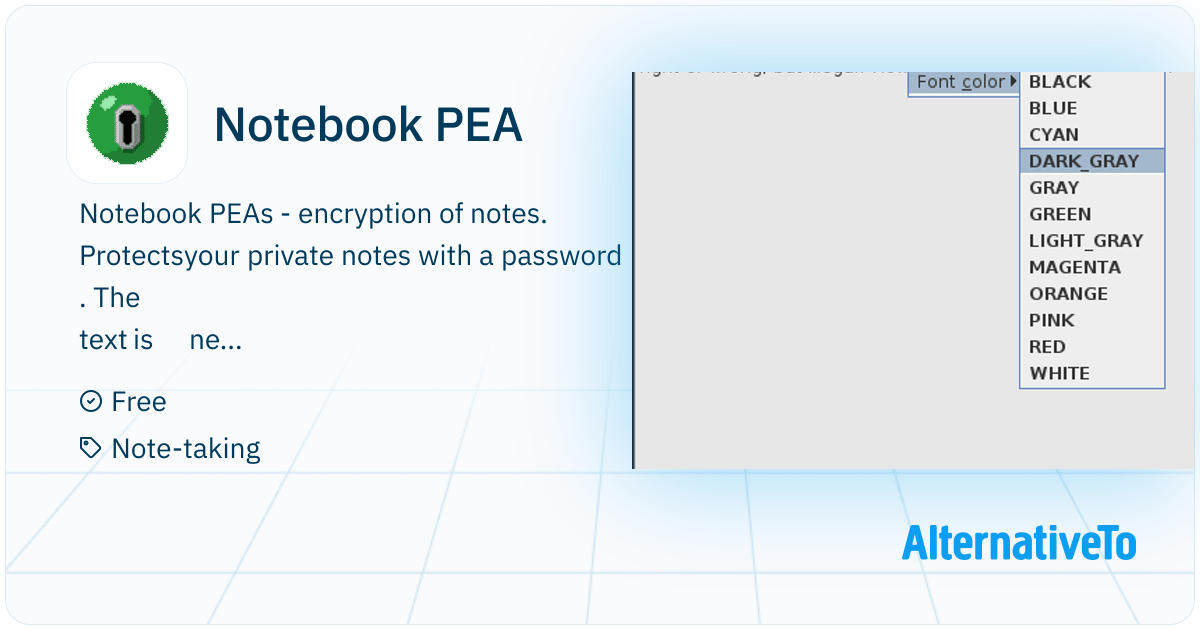 Notebook PEA: Protects your private notes with a password. | AlternativeTo
