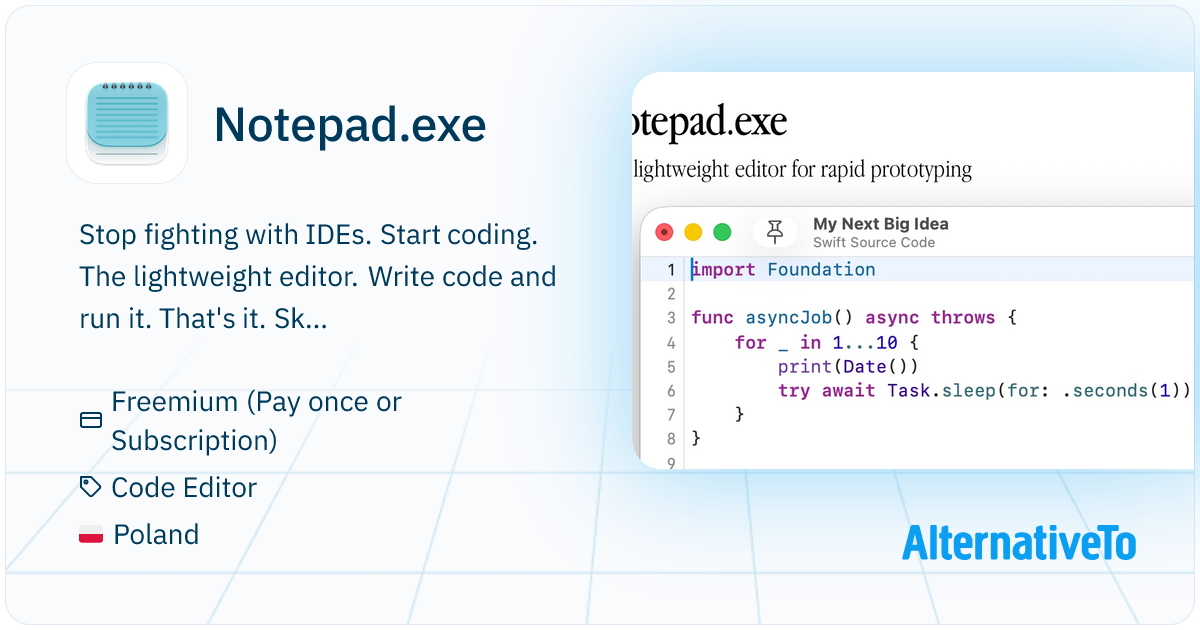 Notepad.exe: Lightweight macOS code editor. Skip the setup, write code ...