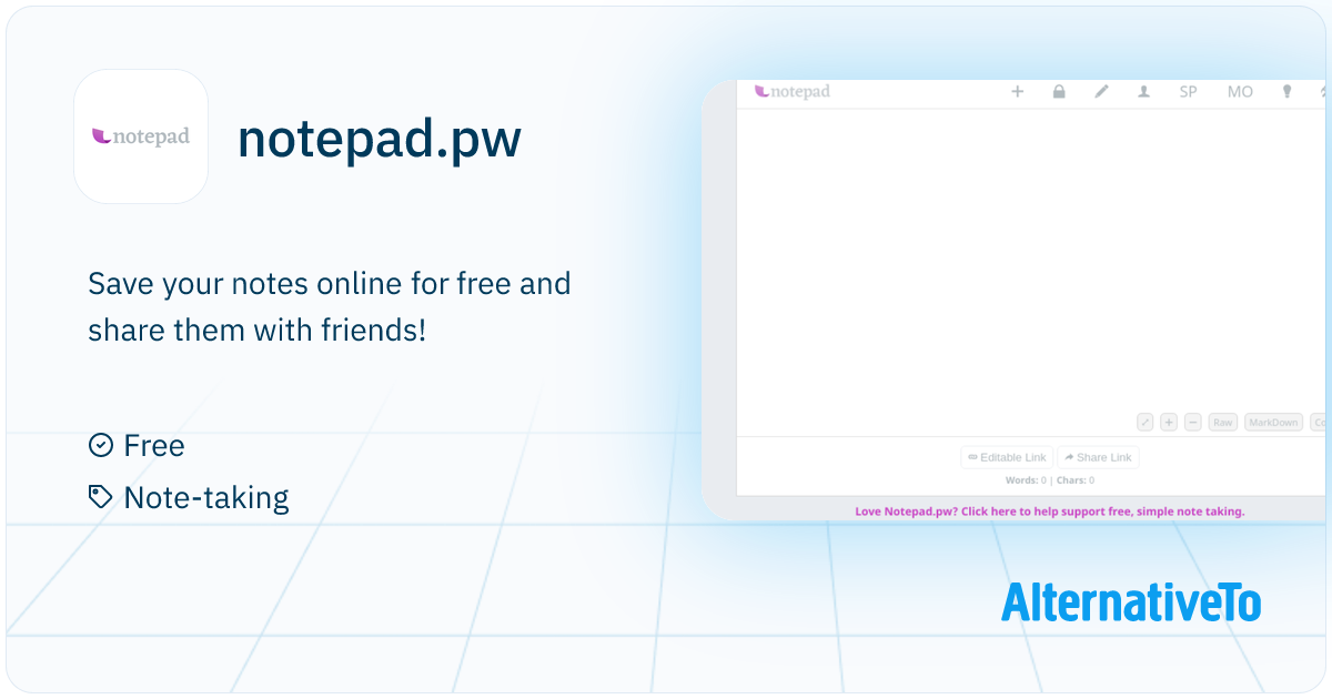notepad.pw: Cloud-based, online notepad with custom urls and password ...