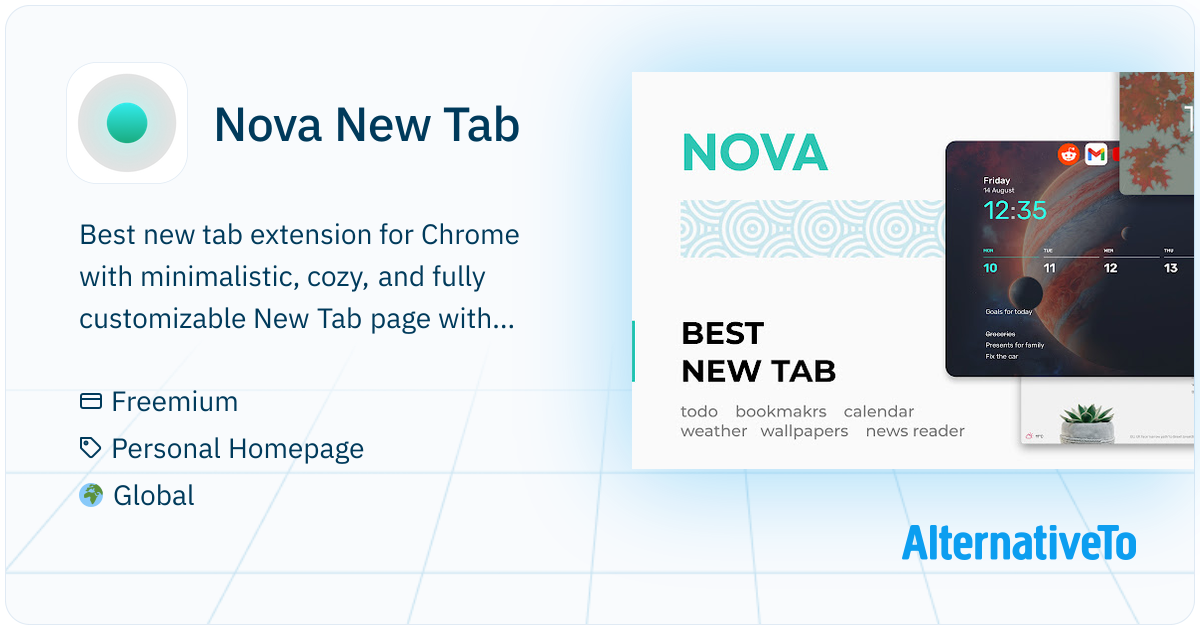 Nova New Tab: Best new tab browser extension with Bookmarks, Calendar ...