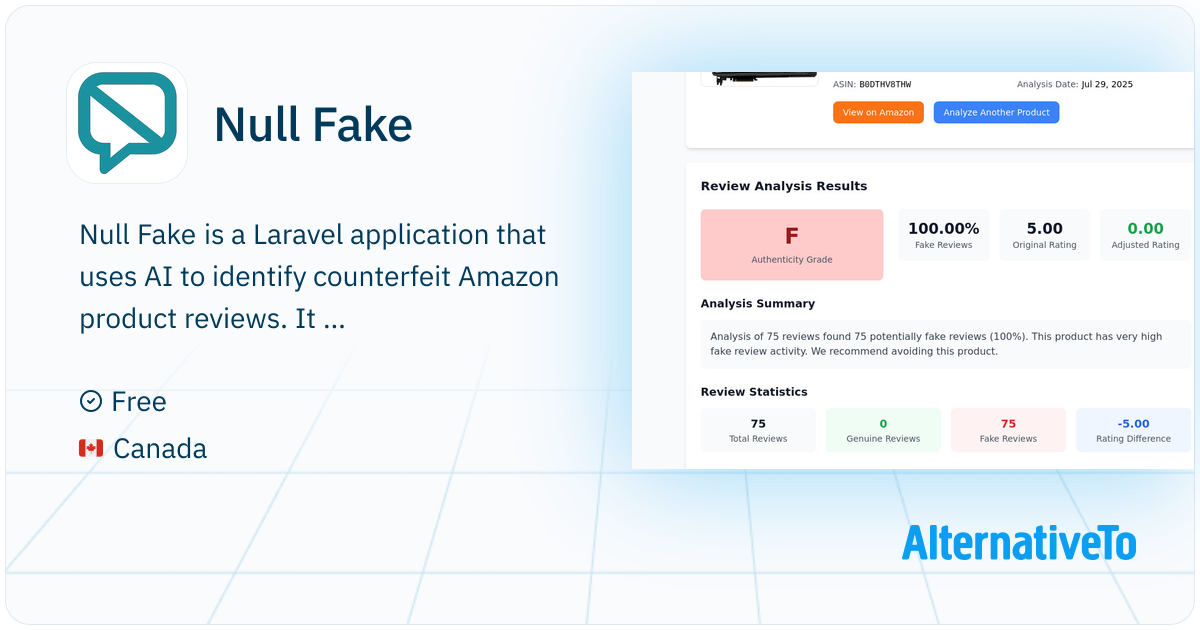 Null Fake: Detects fake Amazon reviews with AI, scraping, and scoring ...