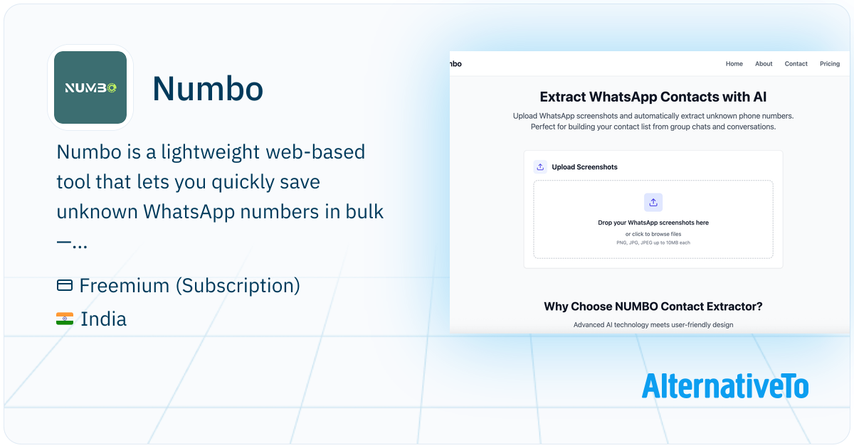 Numbo: Save unknown WhatsApp numbers in bulk — online, secure, and ...