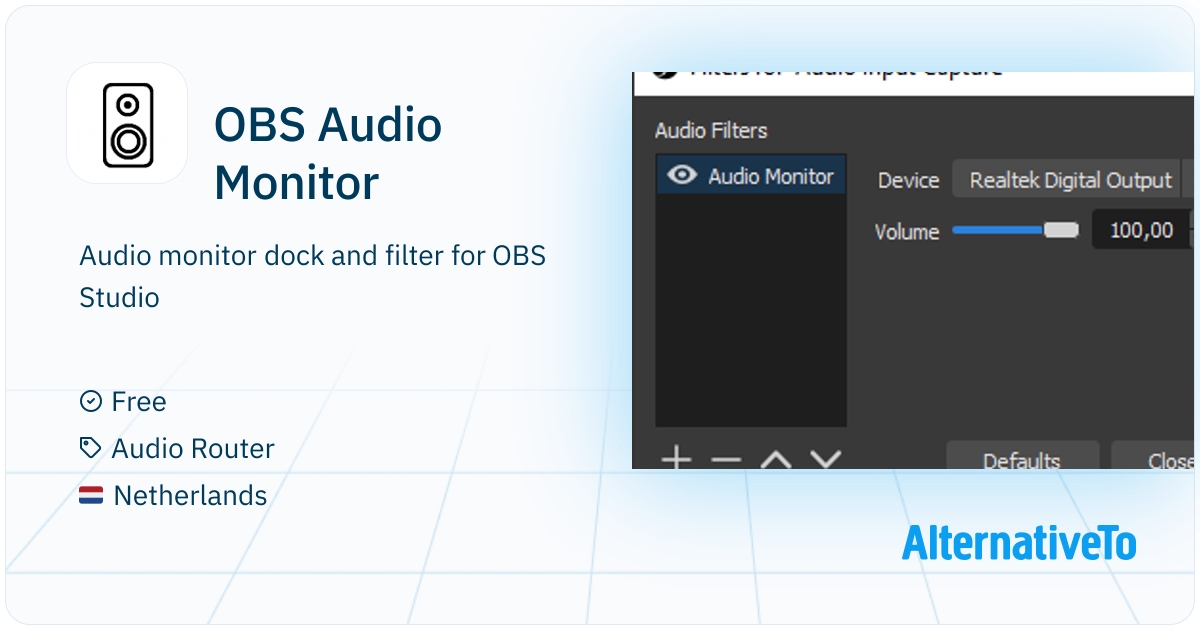 OBS Audio Monitor: Audio monitor dock and filter for OBS Studio ...