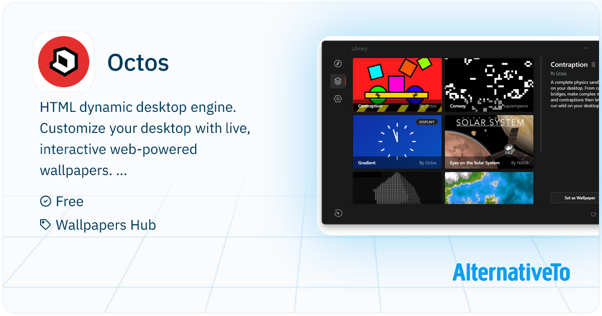 Octos: Live desktop wallpapers using HTML, CSS, and JS | AlternativeTo