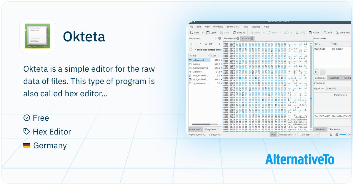 Okteta: Simple editor for the raw data of files | AlternativeTo