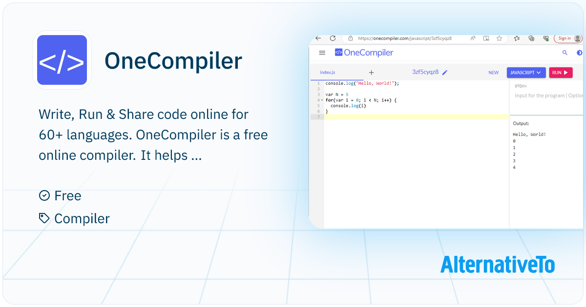 OneCompiler: Write, Run & Share code online for 60+ languages ...