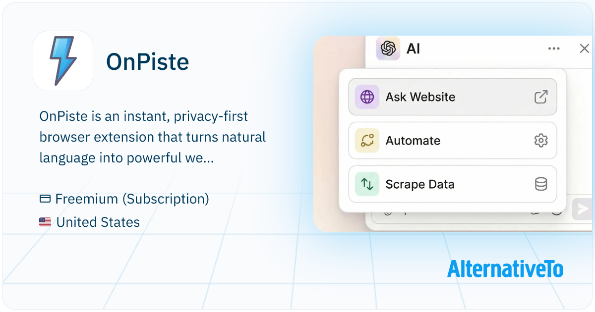 OnPiste: Automate web workflows instantly. | AlternativeTo