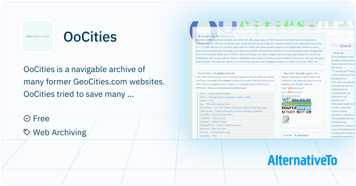 OoCities: Online archive of many former GeoCities.com websites ...