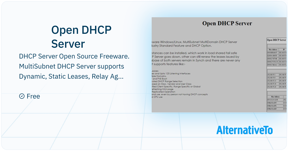 Open DHCP Server: DHCP Server Open Source Freeware | AlternativeTo