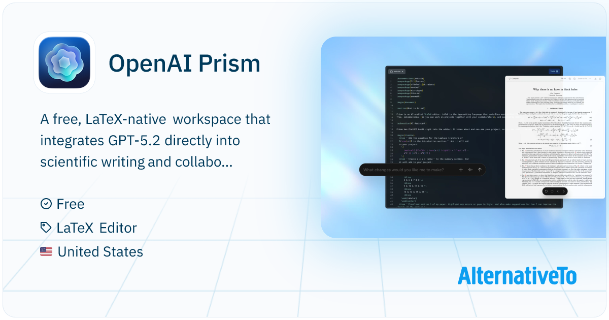 OpenAI Prism: A free, LaTeX-native workspace that integrates GPT-5 ...