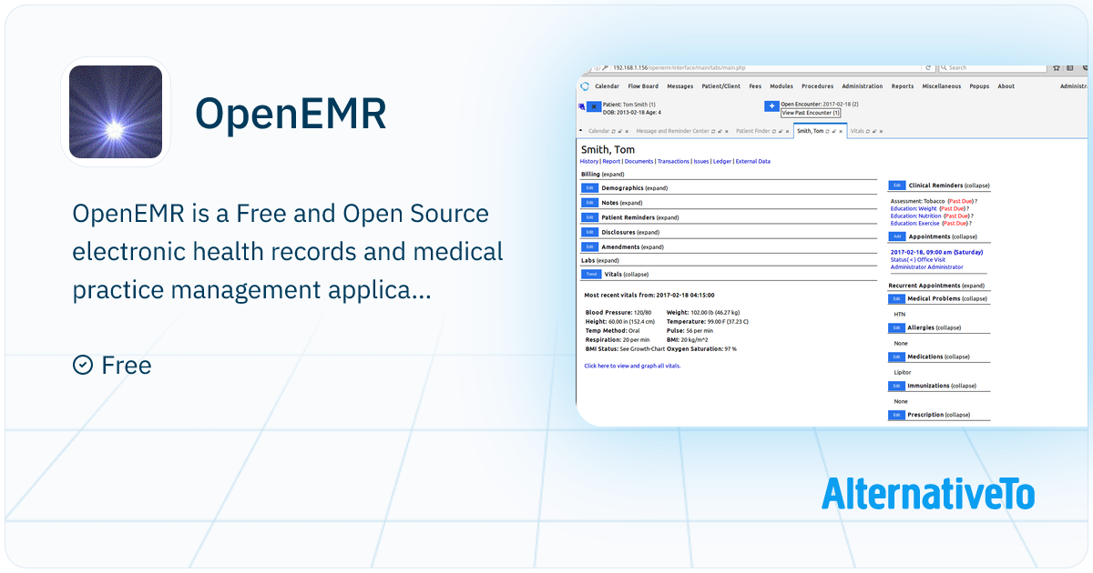 OpenEMR: Free and Open Source electronic | AlternativeTo