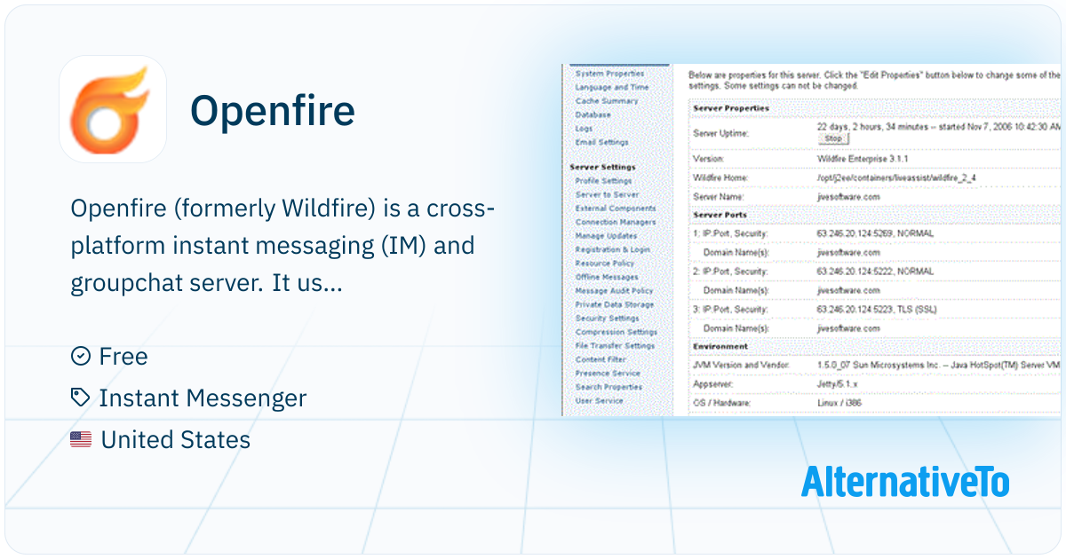 Openfire: (formerly Wildfire) is a cross-platform | AlternativeTo