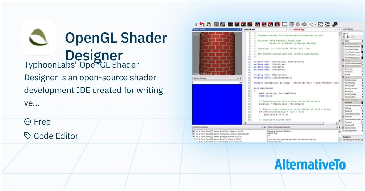 OpenGL Shader Designer: Shader development IDE created for writing GLSL ...