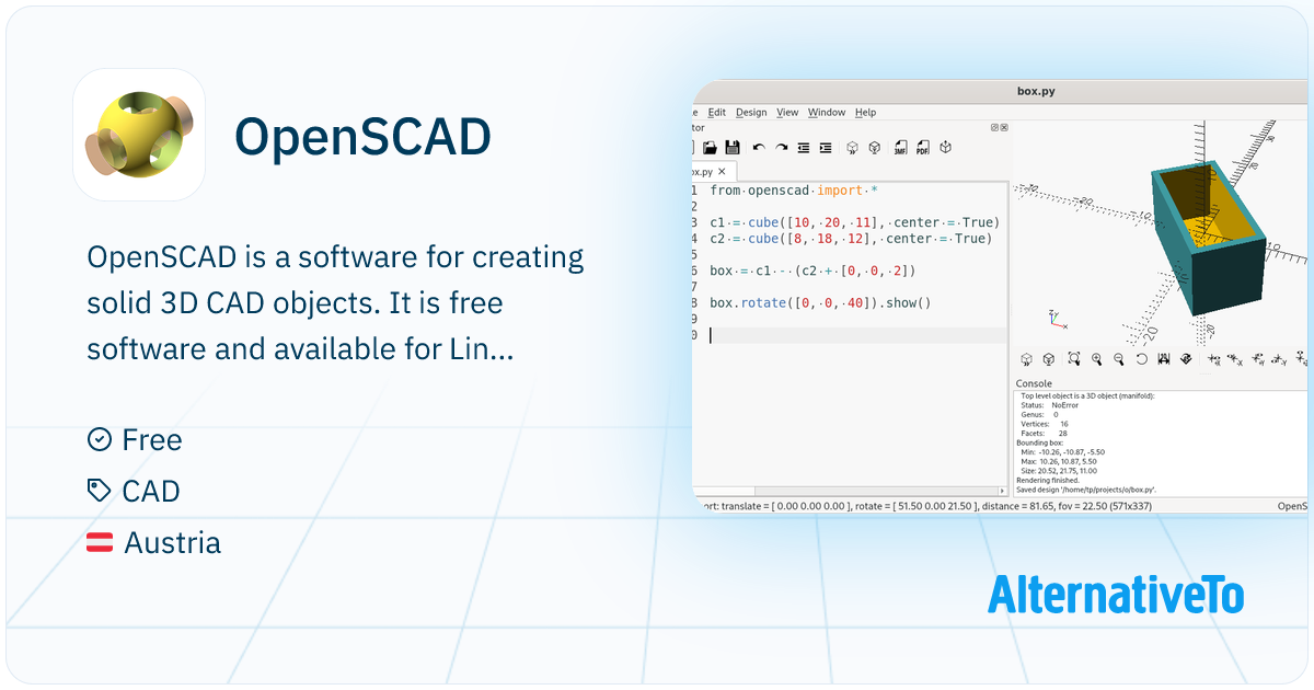 OpenSCAD: Software for creating solid 3D CAD | AlternativeTo