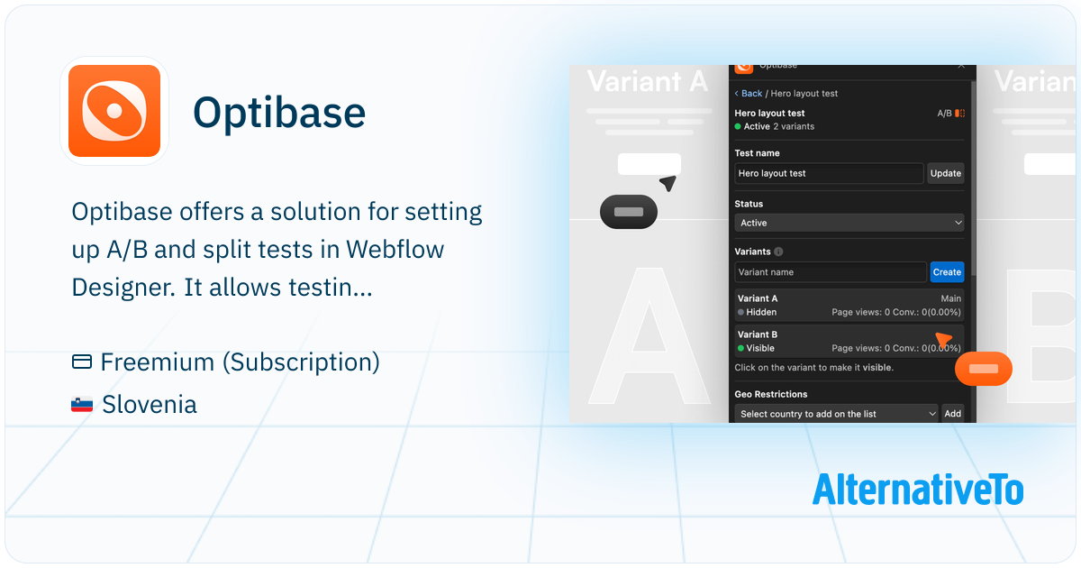 Optibase: Native Webflow A/B and split tests, no coding | AlternativeTo