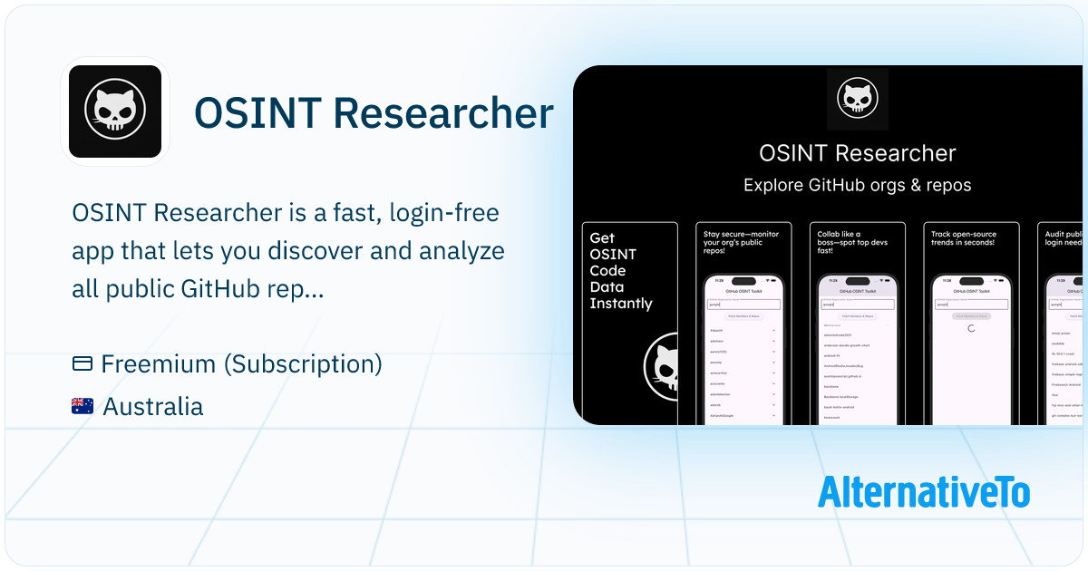 OSINT Researcher: Fast, login-free app that | AlternativeTo