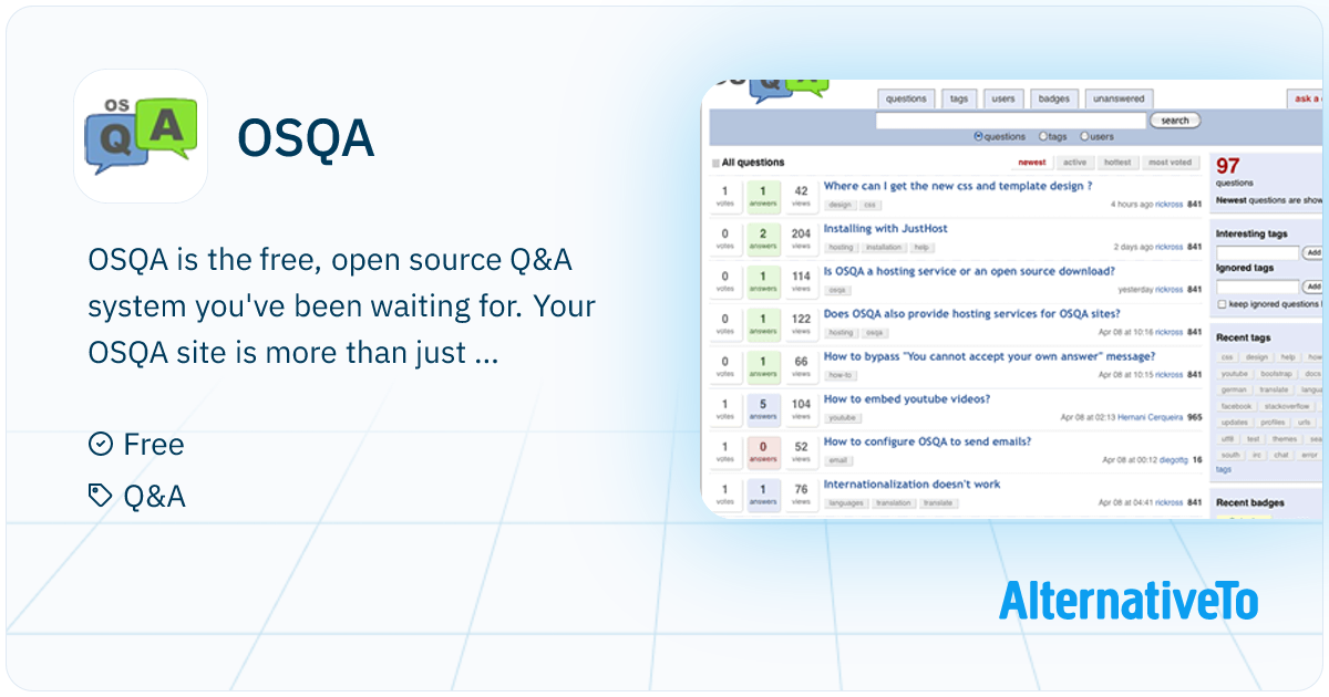 OSQA: The free, open source Q&A system | AlternativeTo