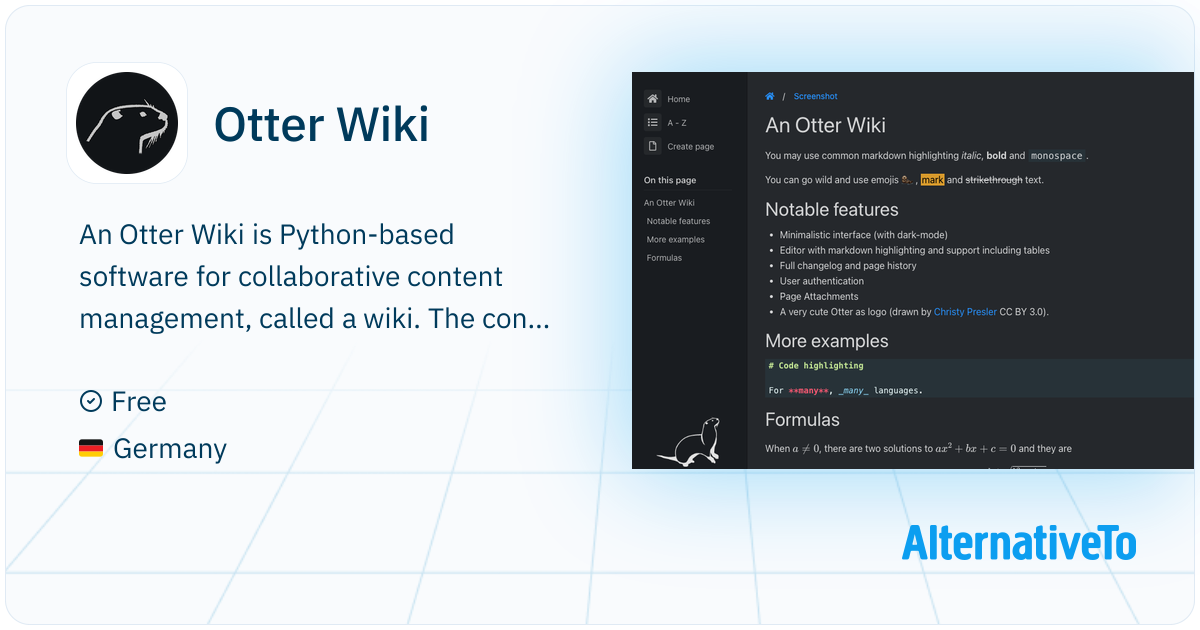 Otter Wiki: A minimalstic wiki powered by python, markdown and git ...