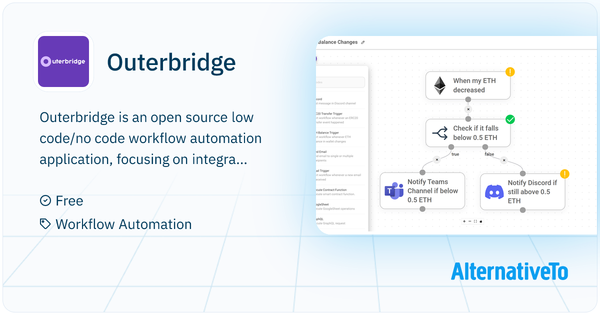 Outerbridge: Open source Zapier alternative for Web3 | AlternativeTo