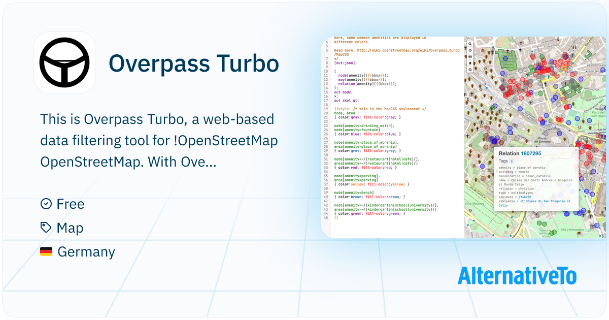 Overpass Turbo: A web based data mining tool for OpenStreetMap using ...