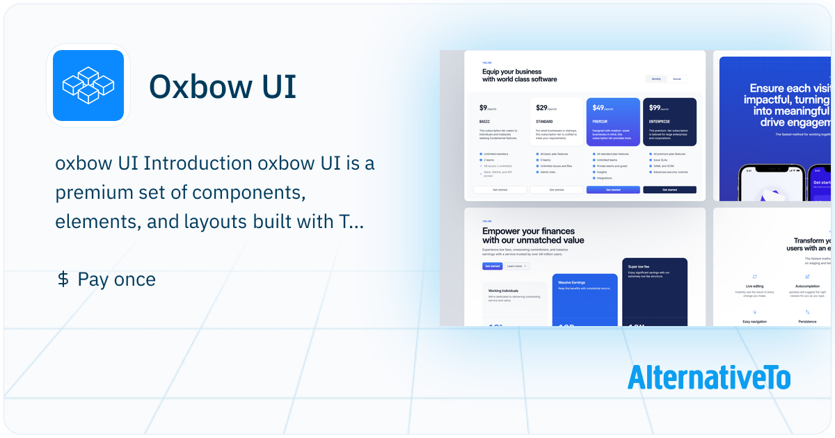 Oxbow UI: Free and premium components, elements and layouts | AlternativeTo