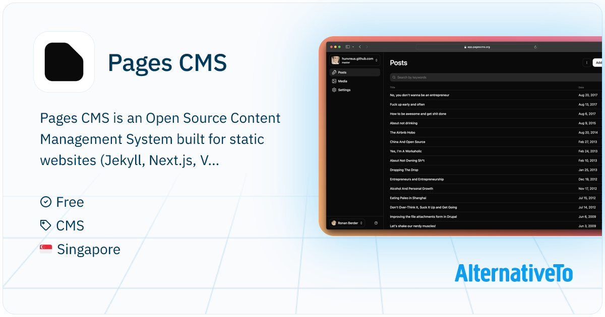 Pages CMS: A user-friendly CMS for static site generators | AlternativeTo