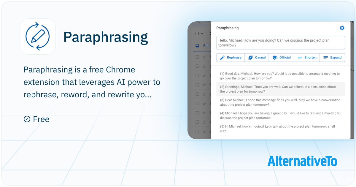 Paraphrasing: Boost your text with our free, AI-driven extension for ...