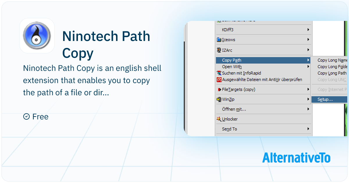 Ninotech Path Copy: English shell extension | AlternativeTo