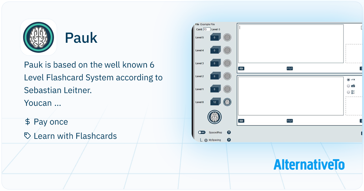 Pauk: Electronic Flashcard learning System with 6 Levels. | AlternativeTo