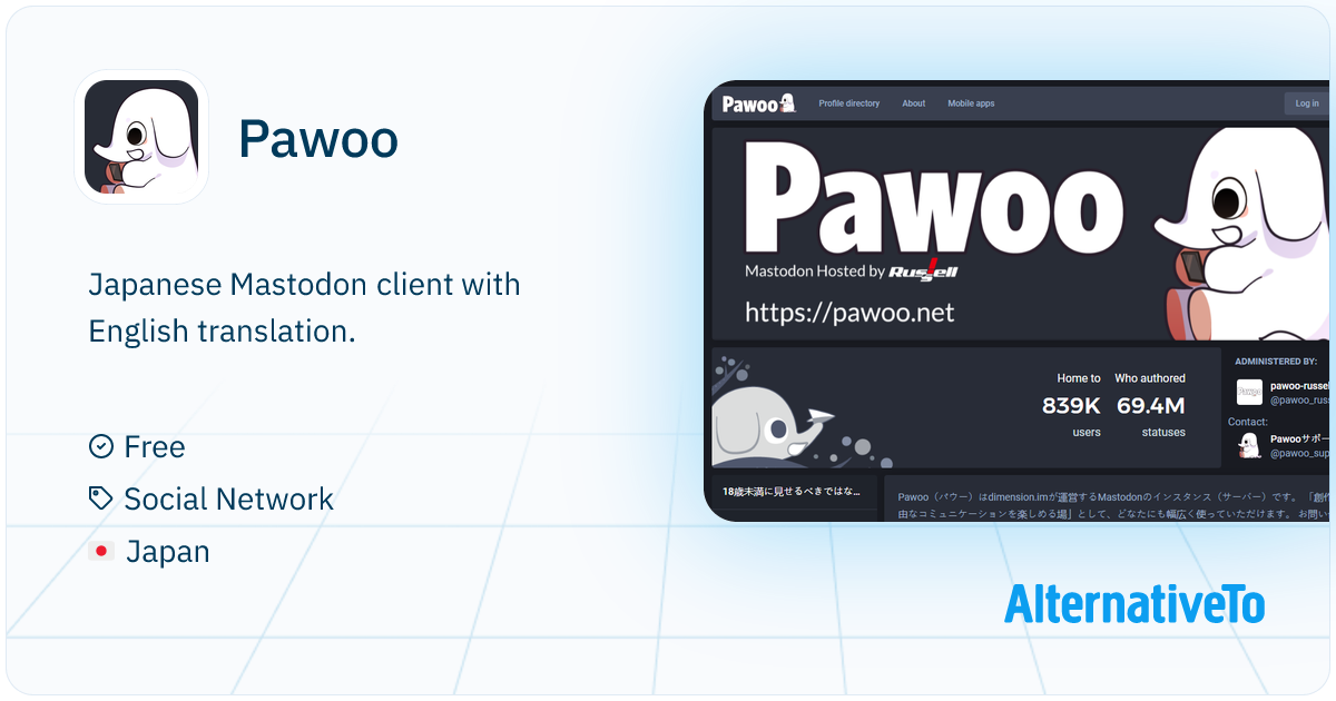 Pawoo: Japanese Mastodon client with English translation | AlternativeTo