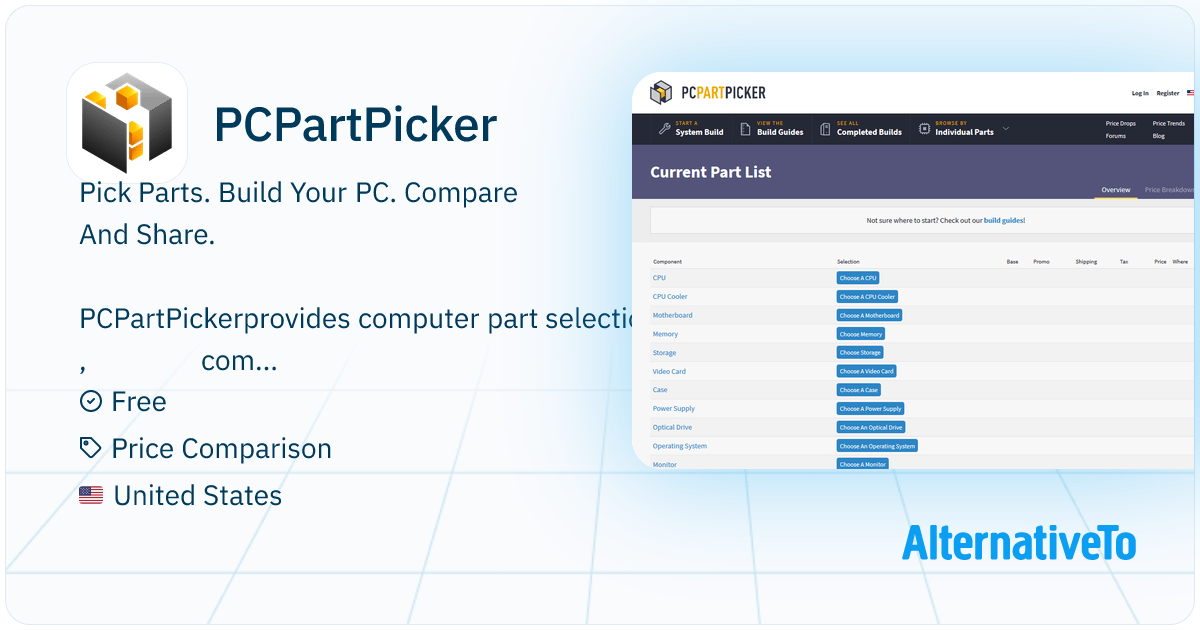 PCPartPicker: Pick Parts. Build Your PC. Compare And Share | AlternativeTo