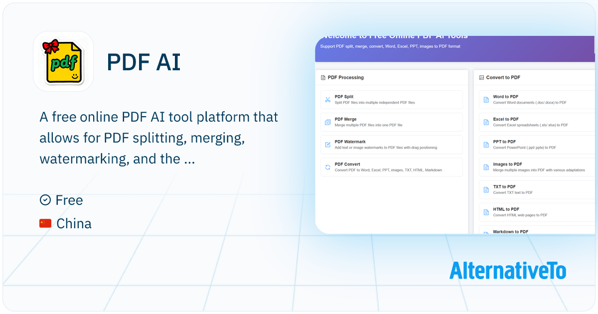 PDF AI: Free online PDF AI processing and conversion tool | AlternativeTo