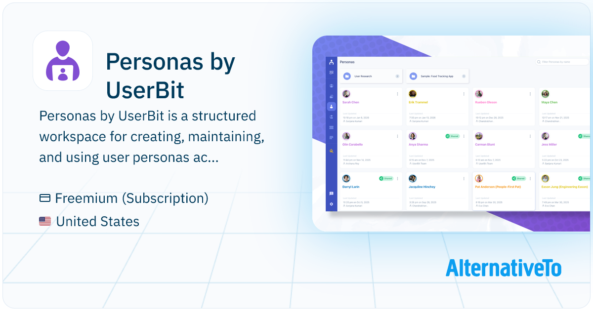 Personas by UserBit: Persona maker for product teams. | AlternativeTo