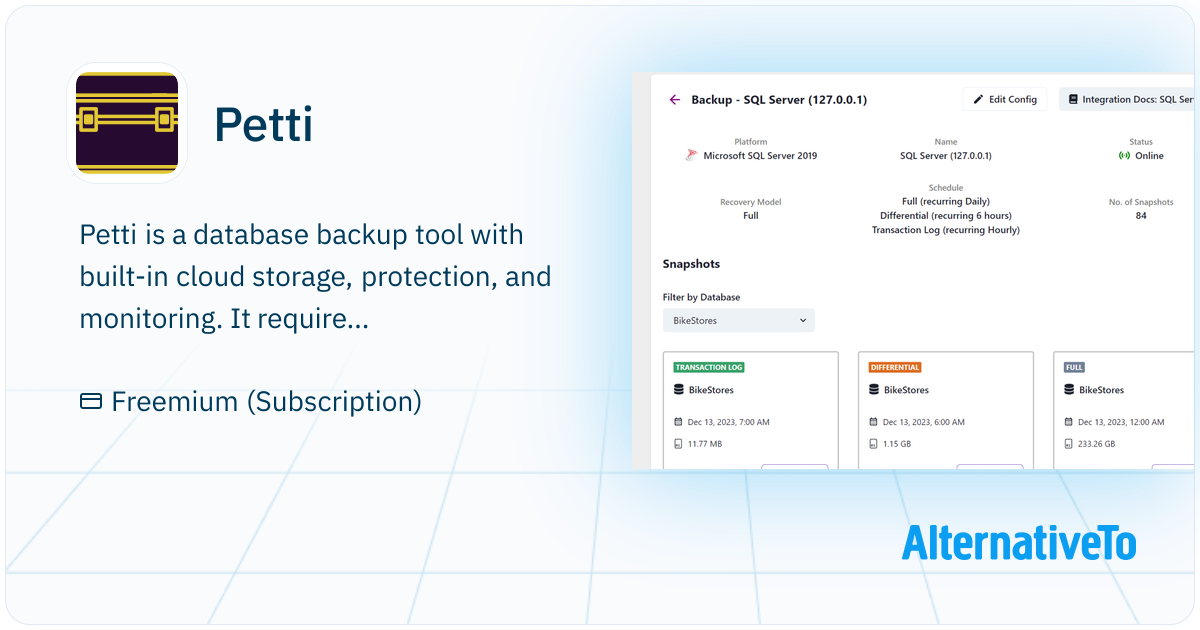 Petti: Effortless database backups | AlternativeTo