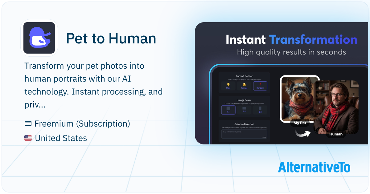 Pet to Human: Transform Your Pet Into Human With AI | AlternativeTo