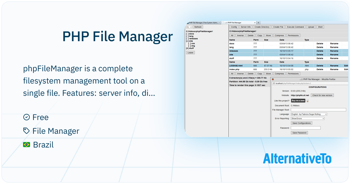 PHP File Manager: PhpFileManager is a complete filesystem | AlternativeTo