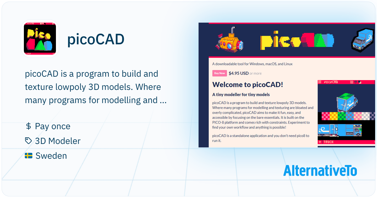 picoCAD: Program to build and texture lowpoly 3D models. | AlternativeTo