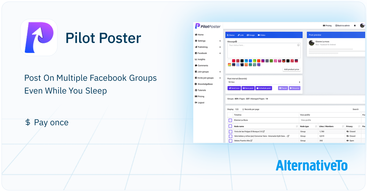 Pilot Poster: Post On Multiple Facebook Groups Even While You Sleep ...
