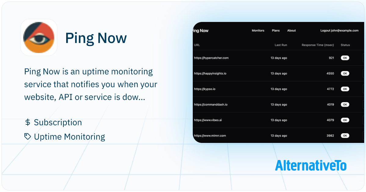 Ping Now: Uptime monitoring service that notifies you when your website ...