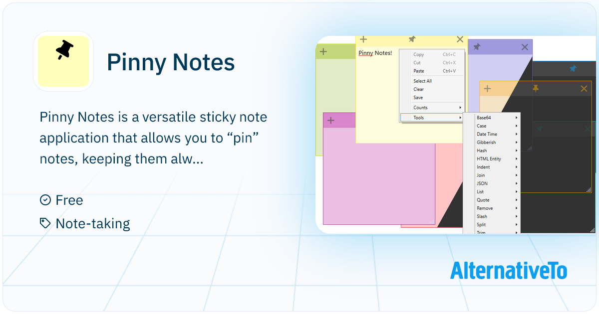Pinny Notes: Sticky note application with a button to "pin" a note ...