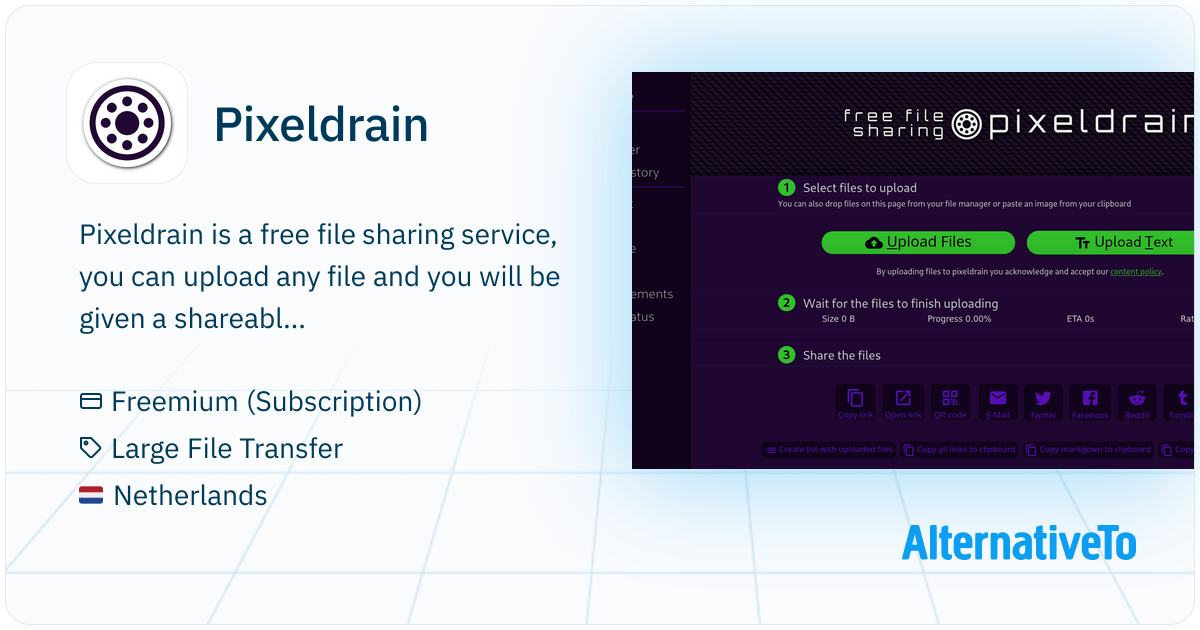 Pixeldrain: Instant file sharing solution | AlternativeTo