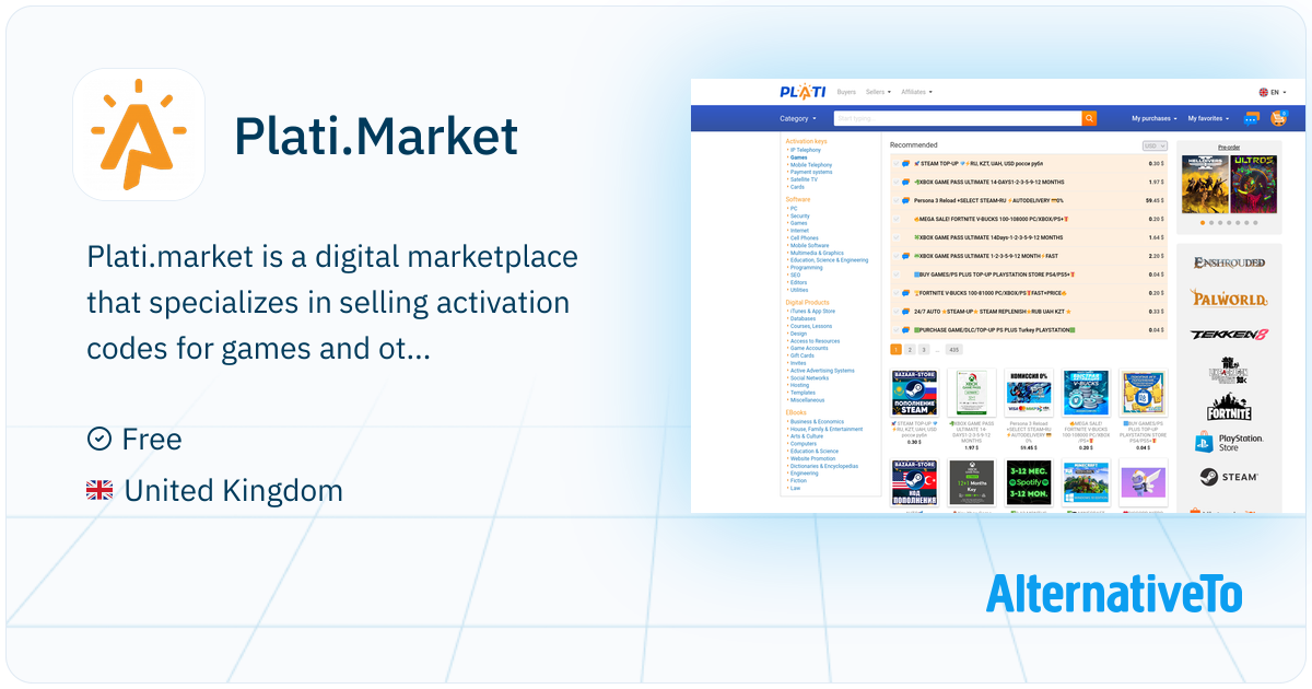 Plati.Market: Digital goods marketplace | AlternativeTo